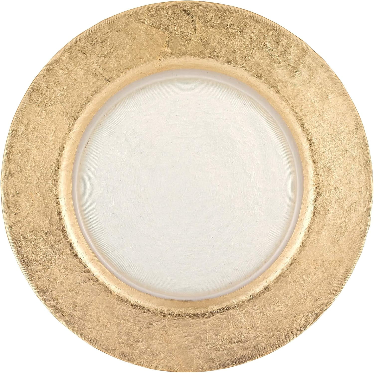 (D) Charger Plate Gold Leaf Round 13 inch Textured Glass, Wedding ...
