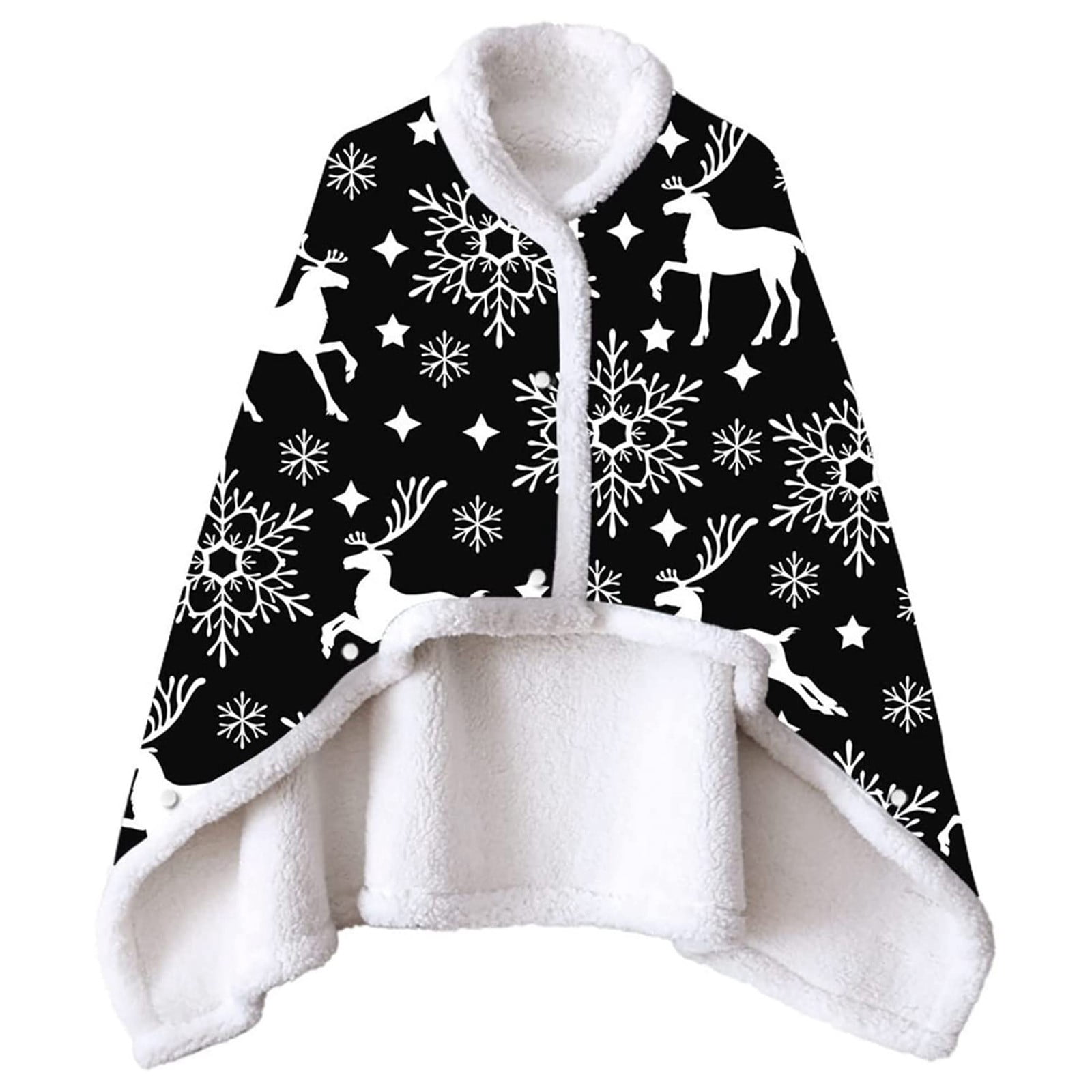 D Christmas Cape Blanket, 100X70Cm Wearable Fleece Throw With Sleeves ...