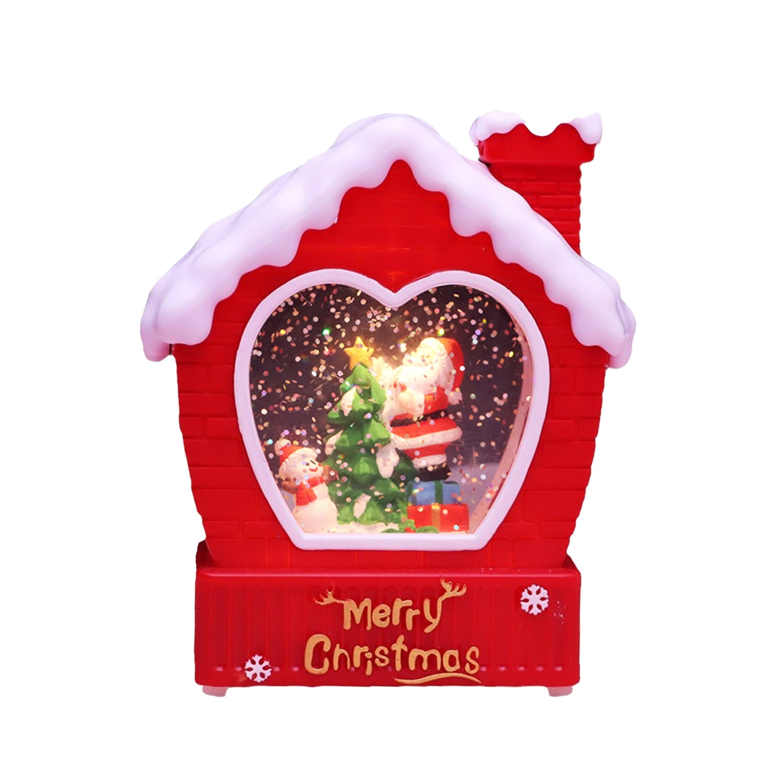 D Christmas House Liquid Quicksand Crystal Night Light Music Box Resin ...