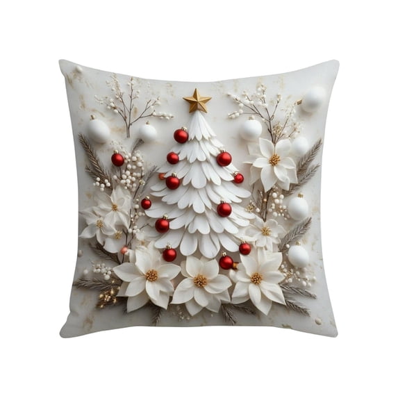 D Christmas Pillow Cover, 45X45Cm, Beige, Cloth, Sofa Decor, Holiday ...