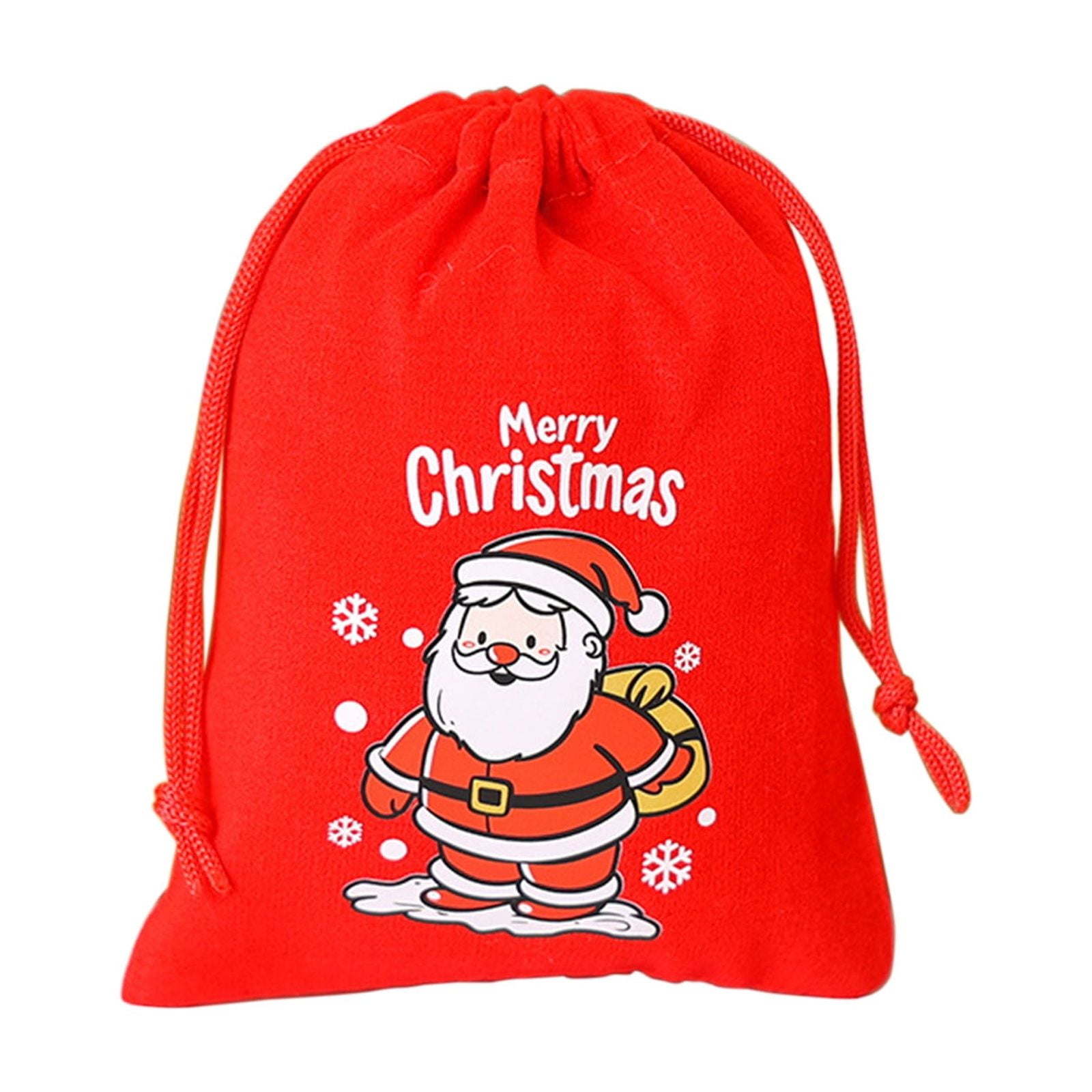 D Christmas Red Velvet Drawstring Gift Bag With Cloth Material And ...