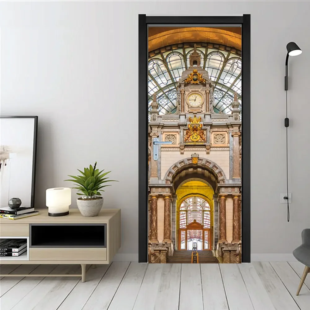 D Church View Door Stickers Modern Architecture Mural Decal Building ...