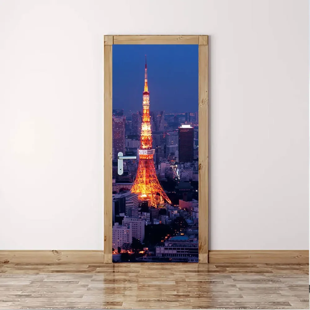 D Church View Door Stickers Modern Architecture Mural Decal Building ...