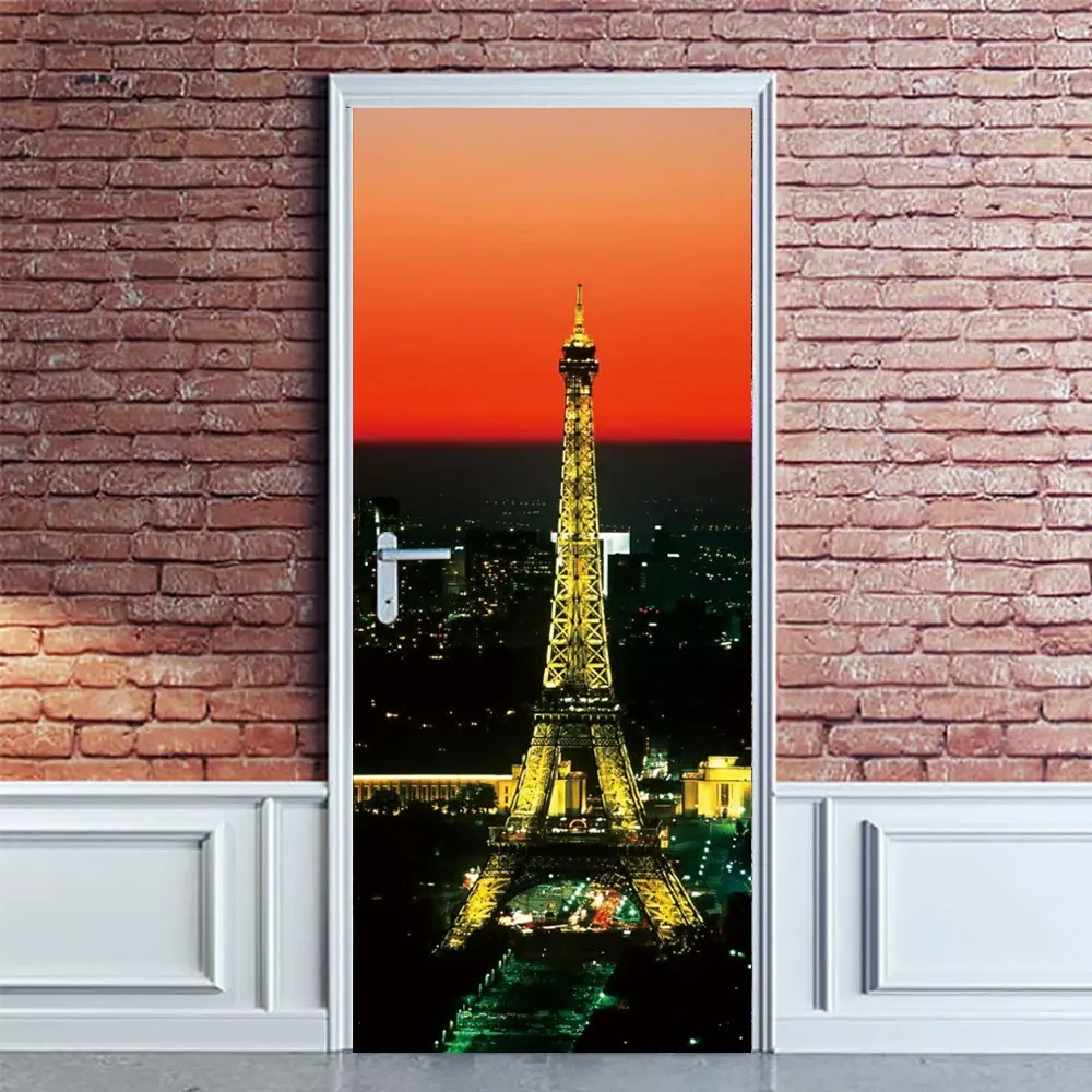 D Church View Door Stickers Modern Architecture Mural Decal Building ...