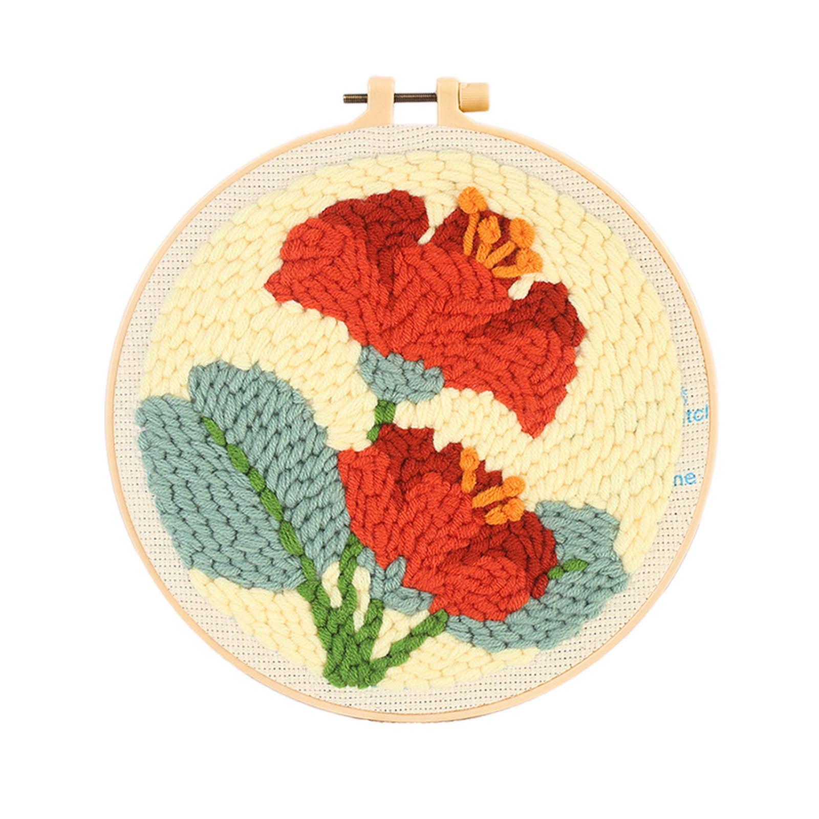 D Complete Punch Needle Embroidery Material Kit With Yarn And Floral ...