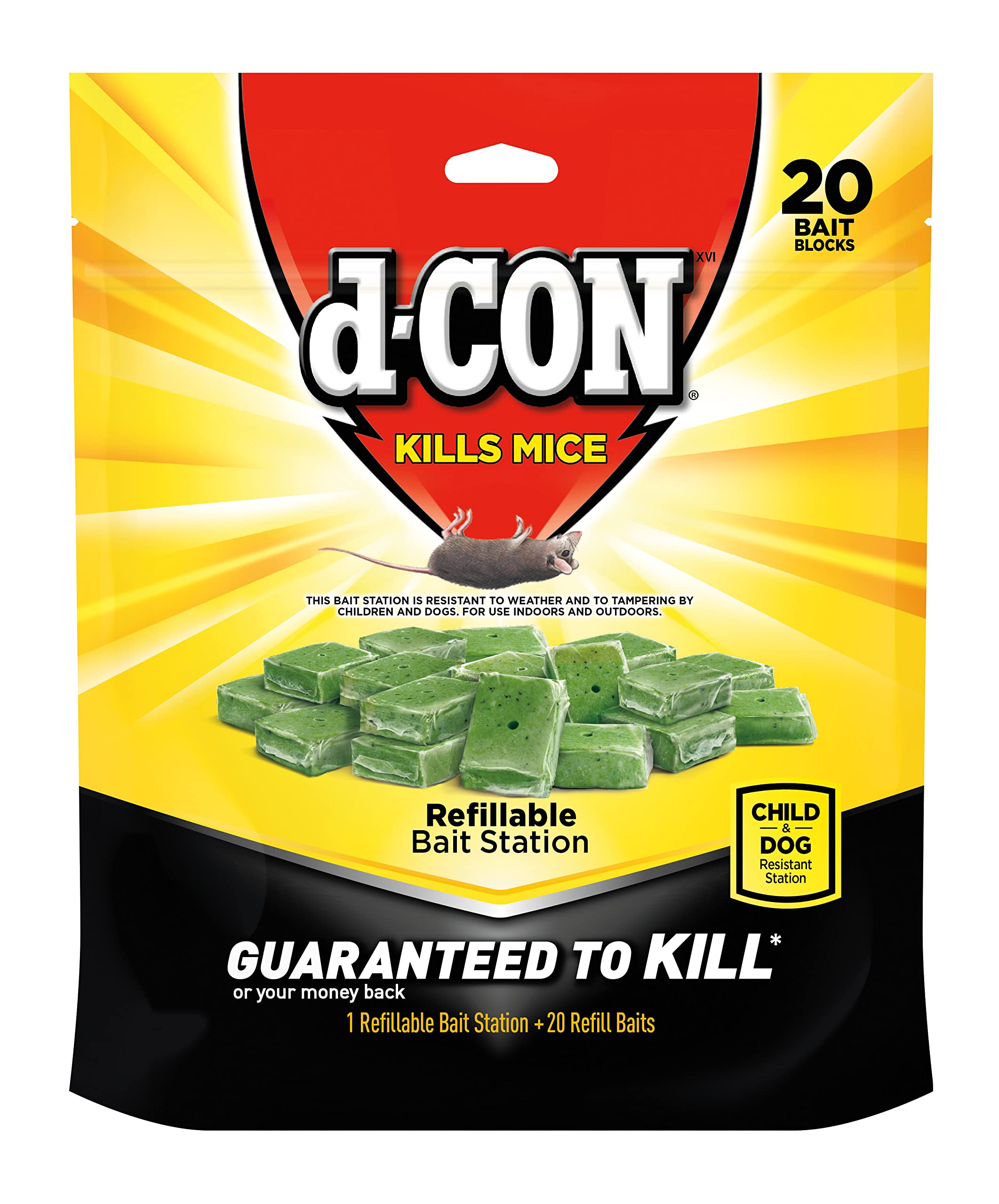 D-Con Refillable Mouse Bait Station, 1 Bait Station + 20 Refills ...