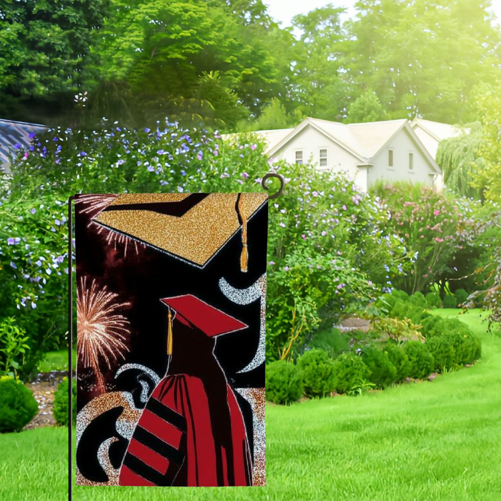 D Congrats Class Of Graduation Garden Flag, Set House Flag and Garden ...