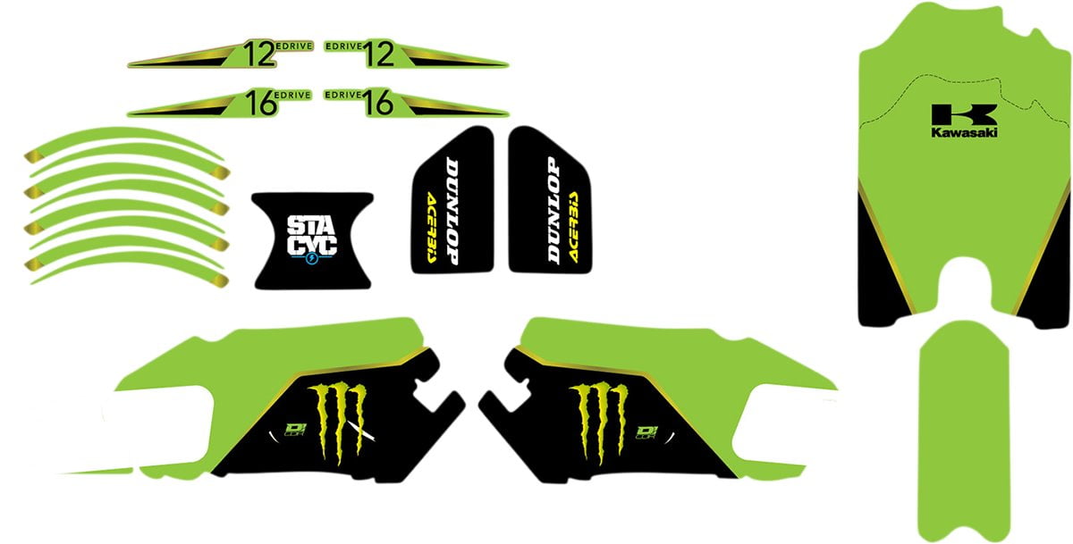 D'Cor Visuals 12/16 eDRIVE STACYC Monster Energy Graphics Kit (10-80 ...