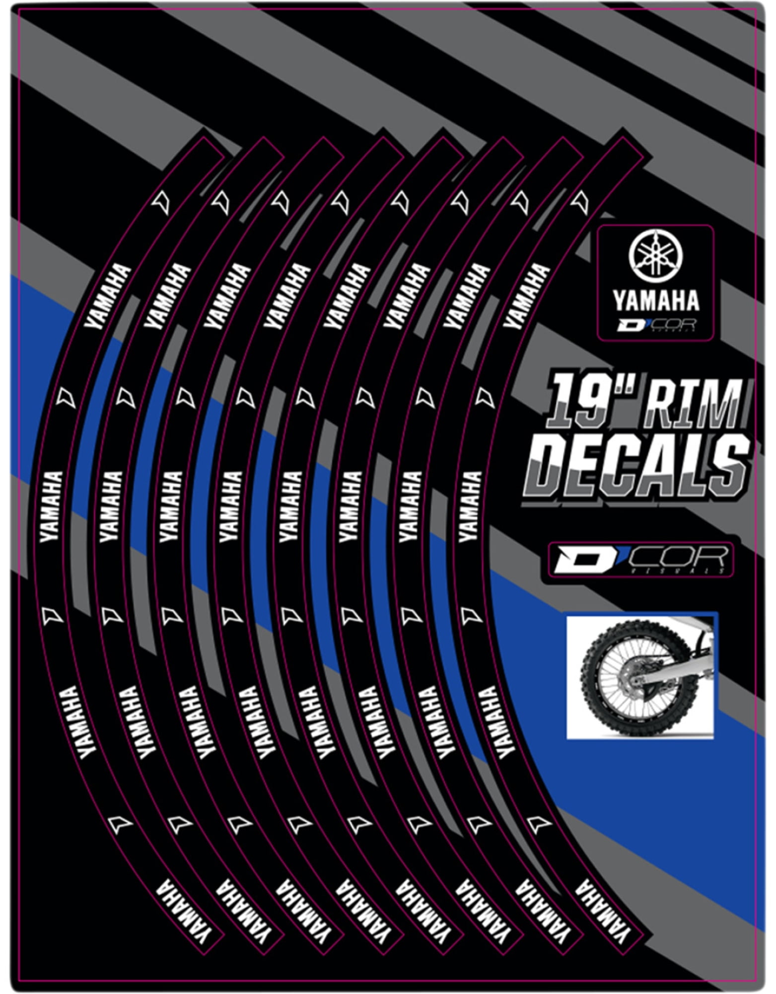 D'Cor Visuals 19" Rear Rim Yamaha Decal Kit (40-80-207) - Walmart.com
