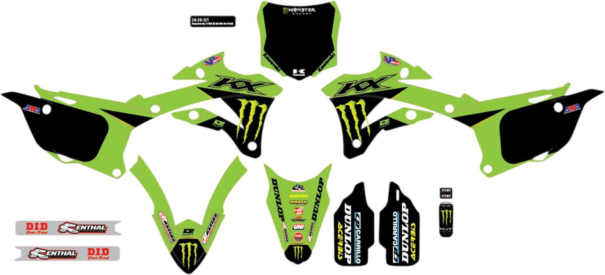 D'Cor Visuals '21 Monster Energy Kawasaki Graphics Kit (20-20-121 ...