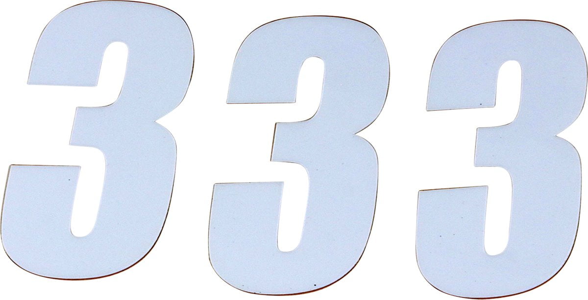D'Cor Visuals 4" White SX Number 3 Decal 3 Pack (45-14-3) - Walmart.com