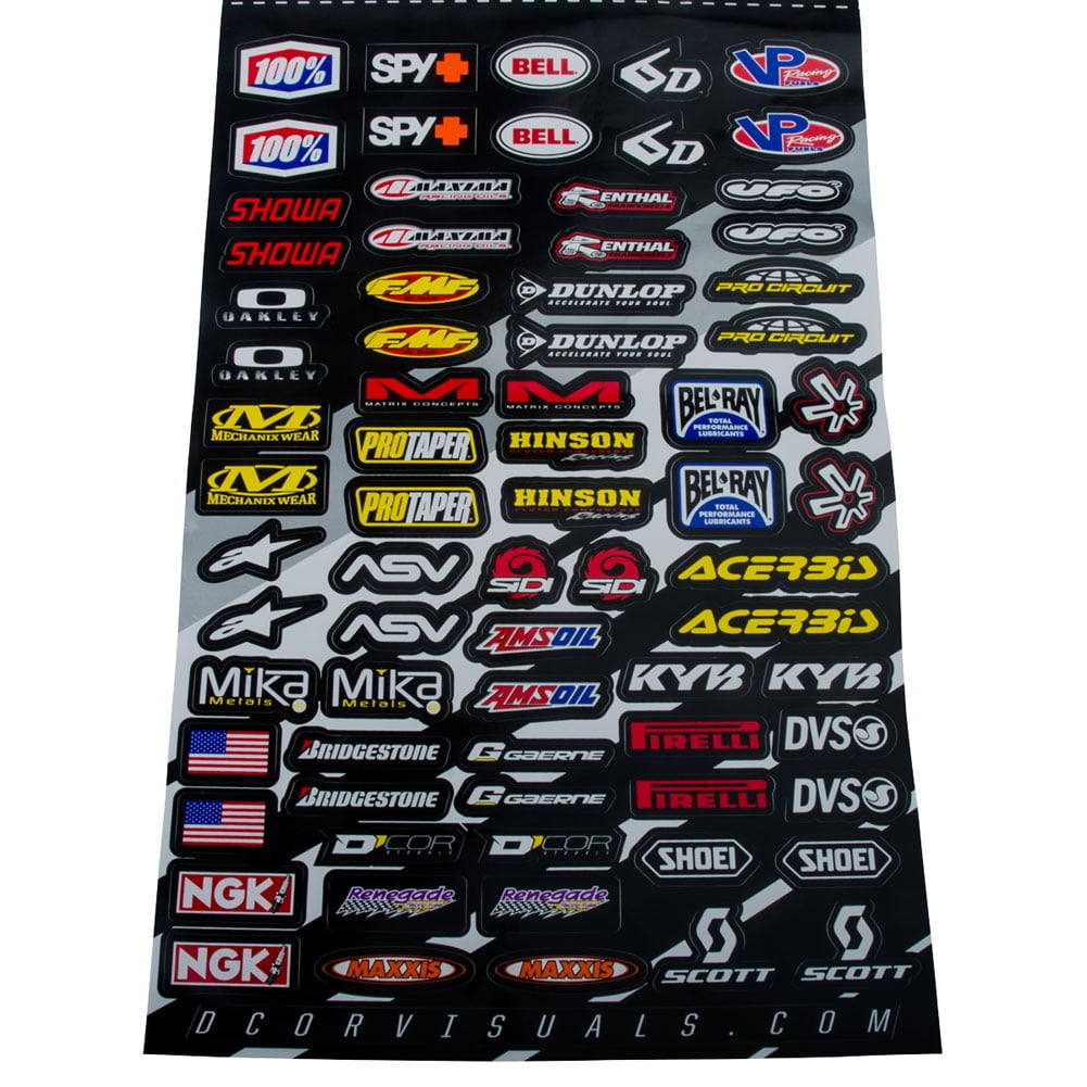 D’Cor Visuals 40-90-113 Motorcycle Sheet Visuals MX Logo 2 Decal Sheet ...