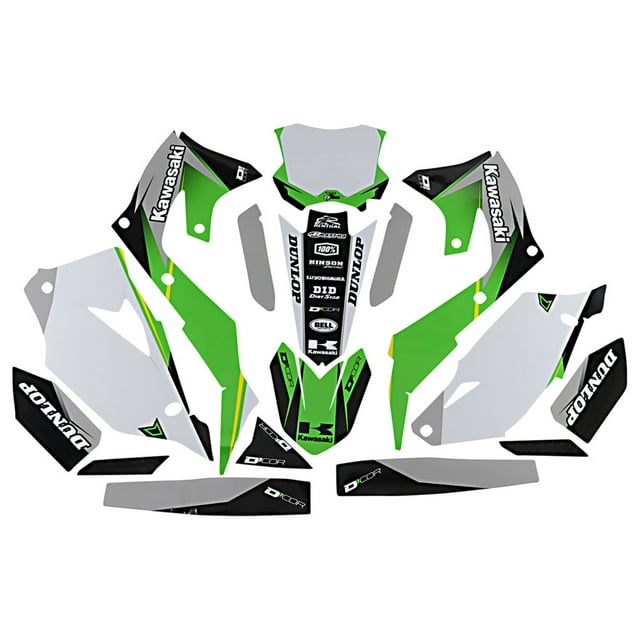 D'Cor Visuals Complete Graphics Kit COR9 Kawasaki, White Background ...