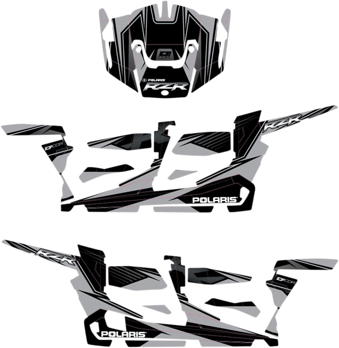 D'Cor Visuals Silver/Black Polaris 4-Door Complete Graphics Kit (20-60 ...