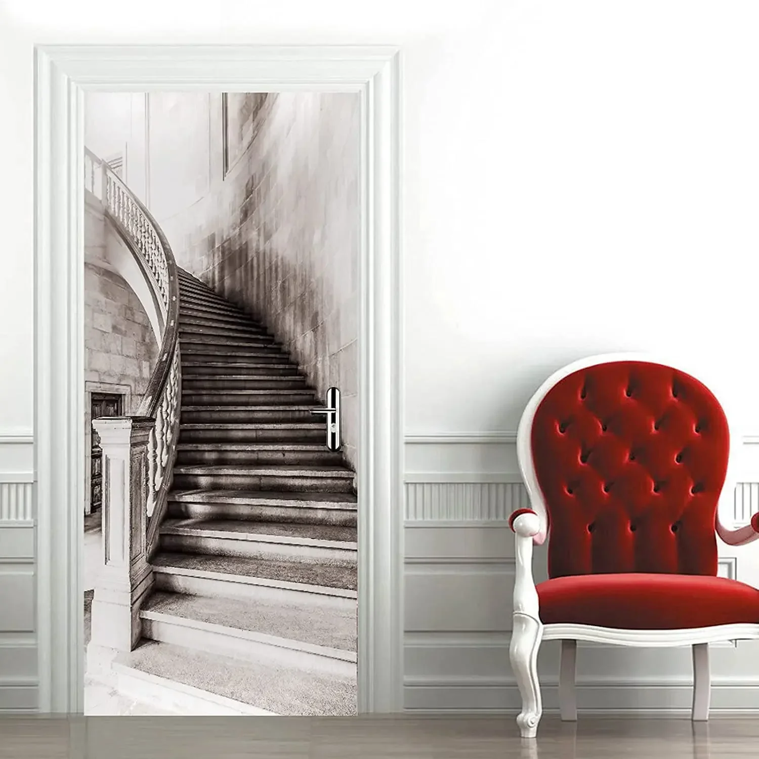 D Corridor Landscape Door Sticker Modern Architecture Decal Removable ...
