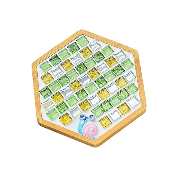 D Creative Mosaic Tile Set, Wooden Coaster Diy Kit With Bright Color ...