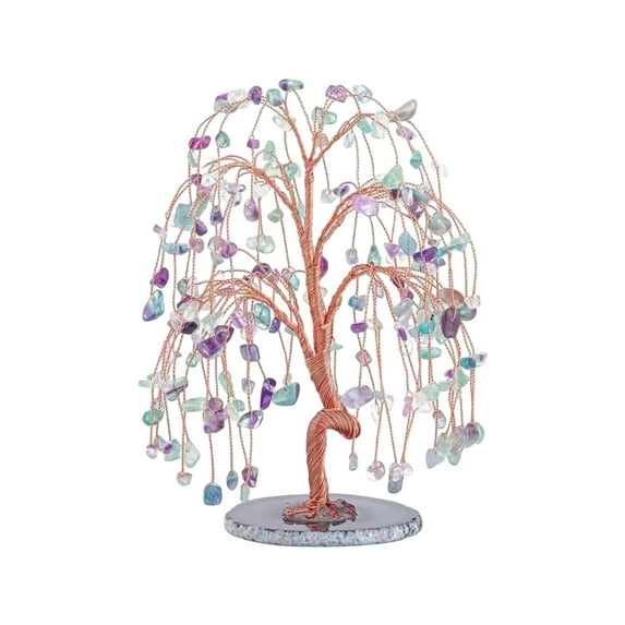 D Crystal Money Tree Decoration Handmade Fluorite Ornament For Home And ...
