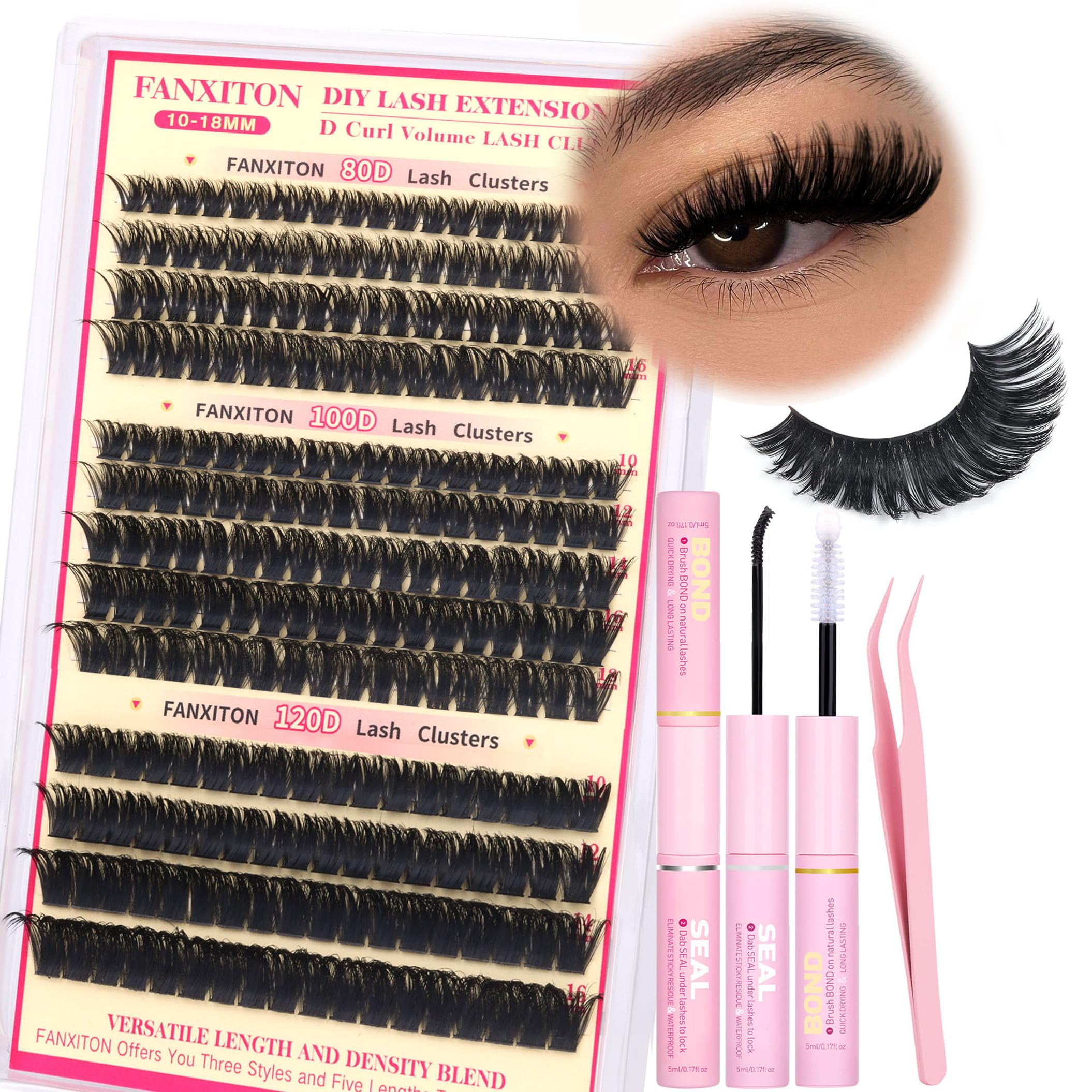 D Curl Lash Clusters Kit Thick Lash Extension Kit Volume Lash Clusters ...