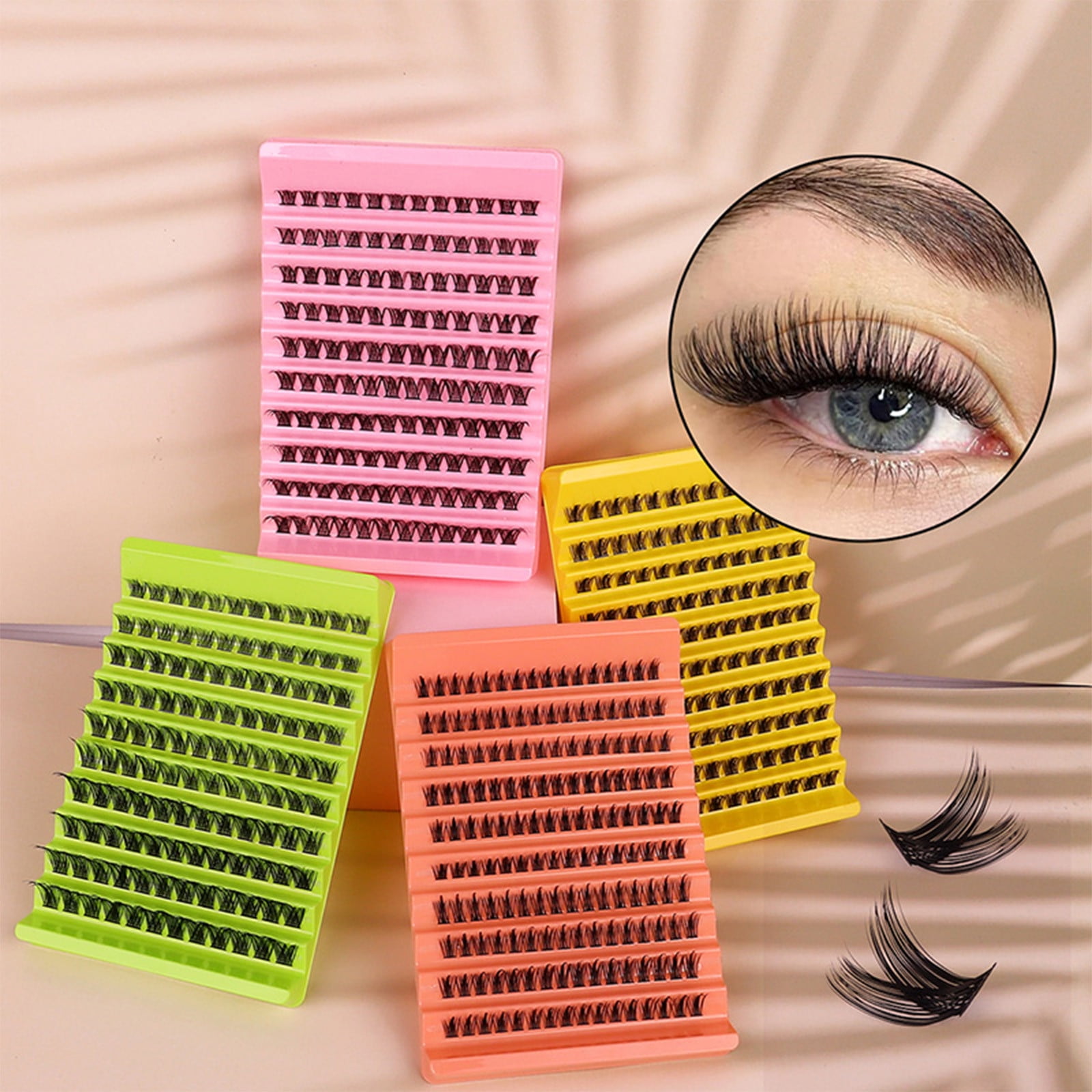 D-Curled Cluster Eyelashes, Natural Look, Thin Straps, Reusable Design ...