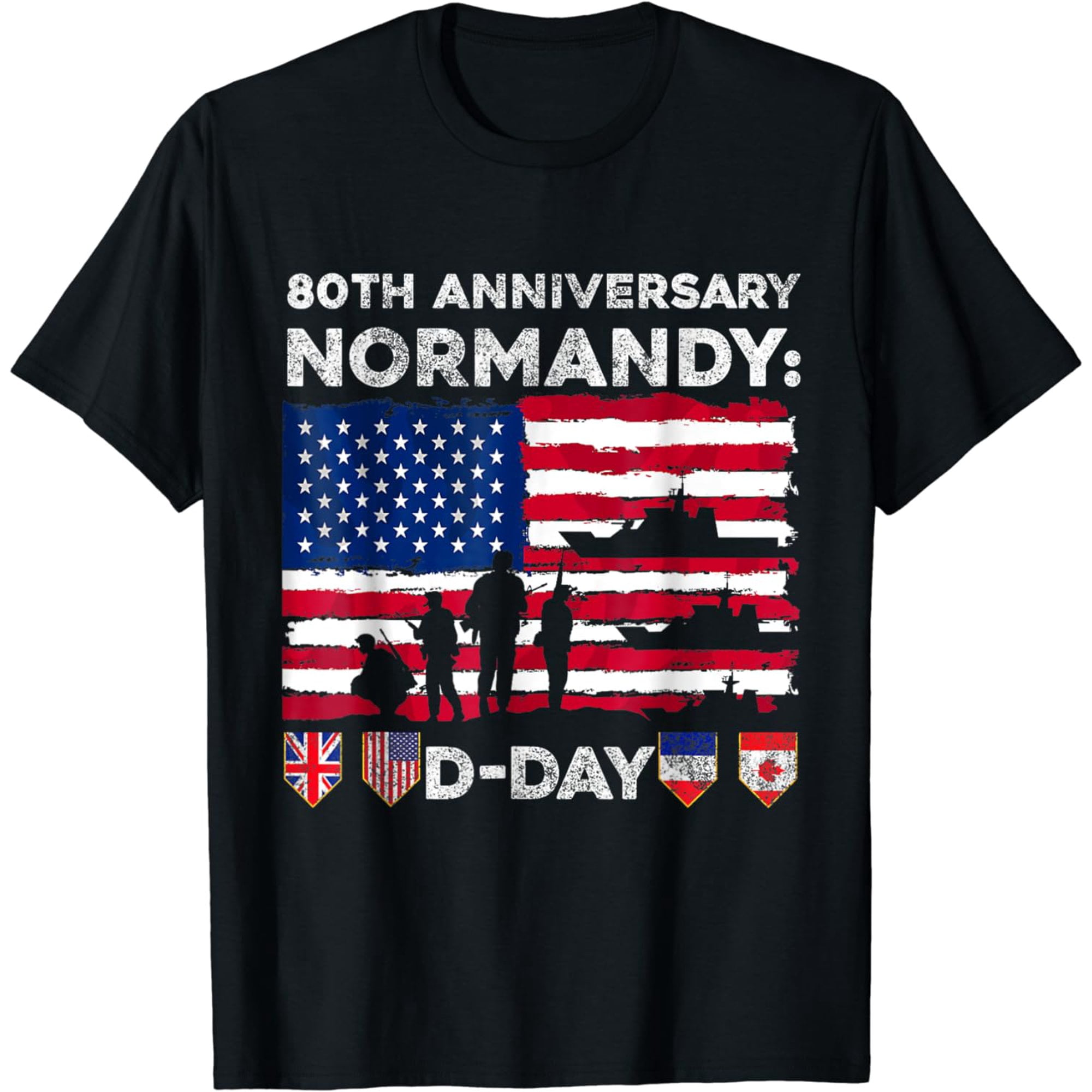 D-Day 2024 80th Anniversary Normandy 1944 US Flag T-Shirt - Walmart.com
