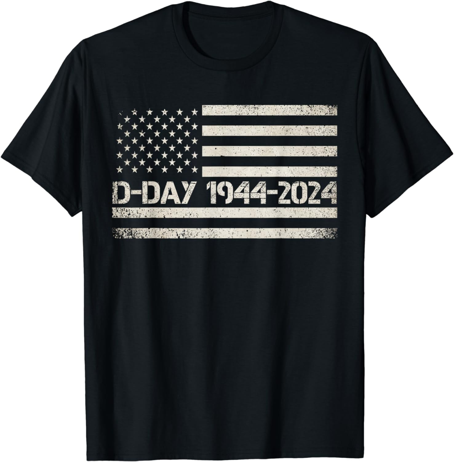 D-Day 80th Anniversary 1944-2024 Normandy US Flag D Day Cotton T-Shirt ...