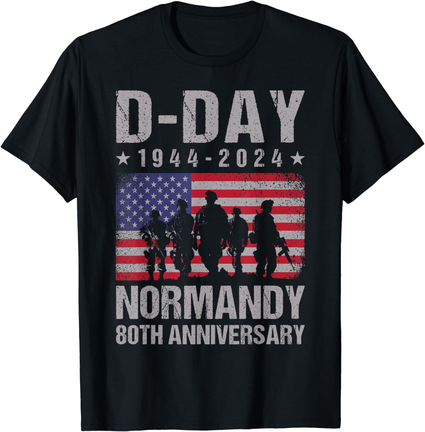 D-Day 80th Anniversary 1944-2024 Normandy US Flag D Day T-Shirt ...