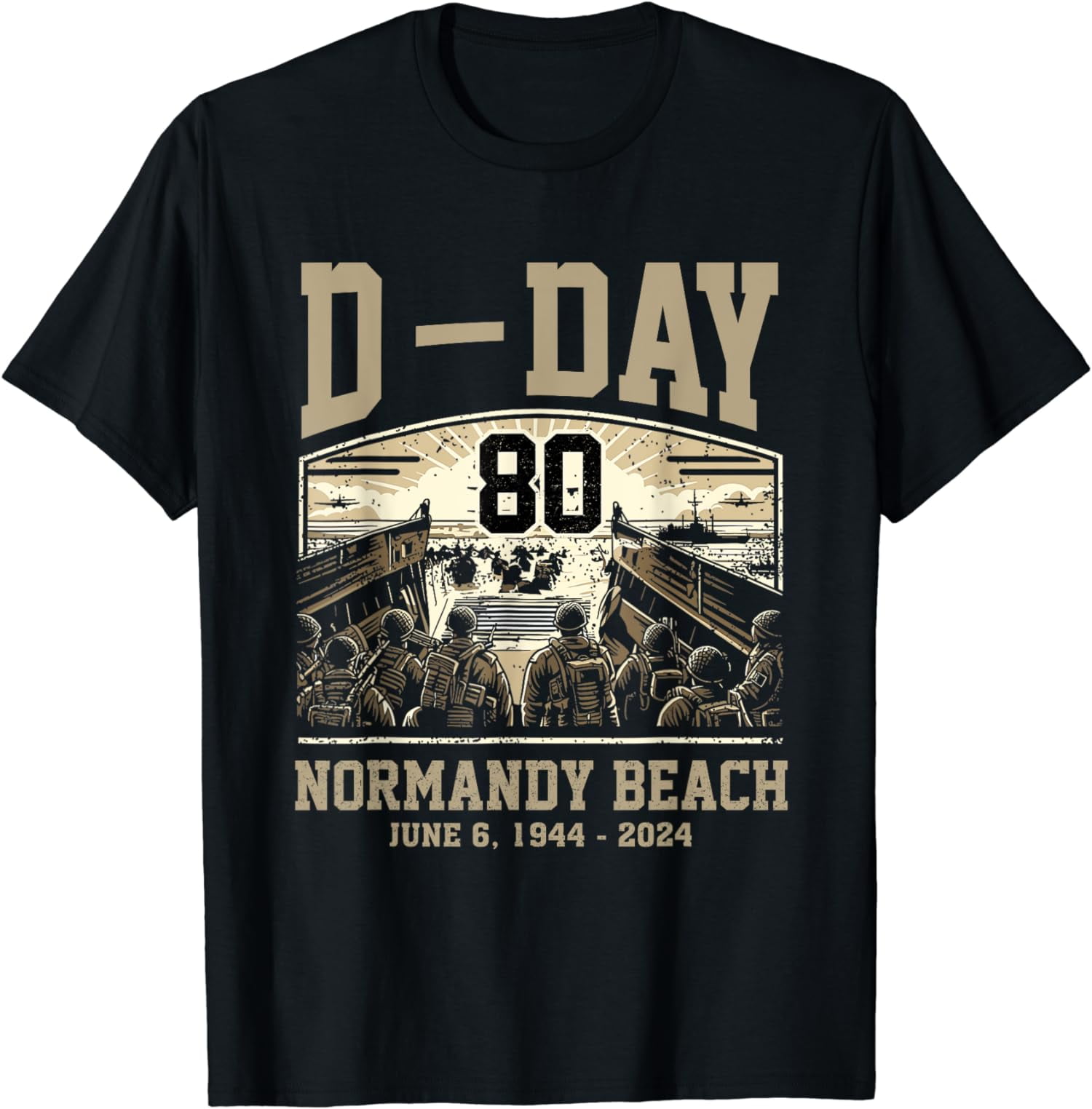 D-Day 80th Anniversary Normandy Beach Landing Commemorative T-Shirt ...