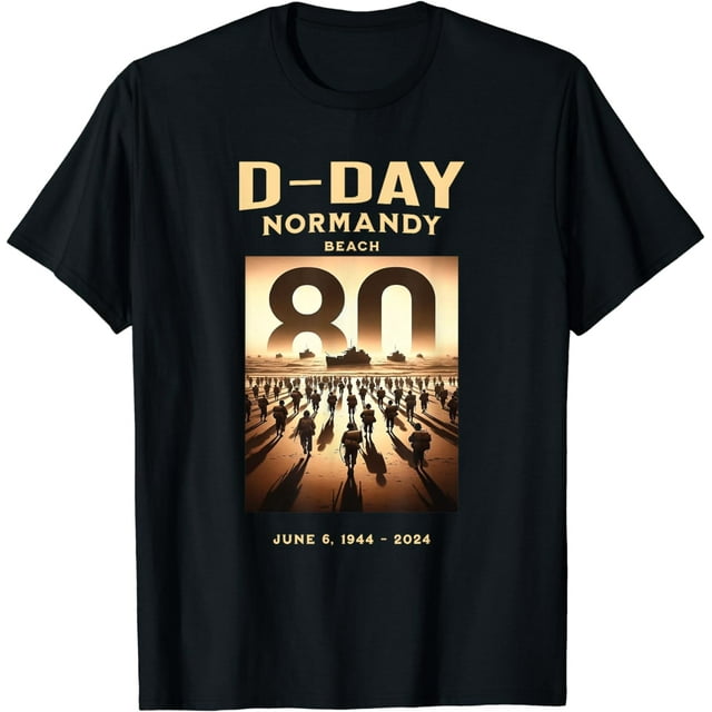 D-Day 80th Anniversary Normandy Beach Landing Commemorative T-Shirt ...