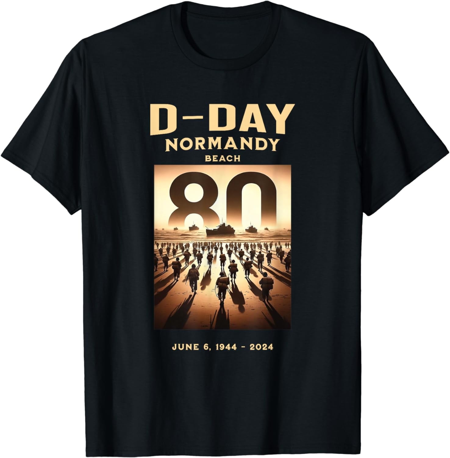 D-Day 80th Anniversary Normandy Beach Landing Commemorative T-Shirt ...