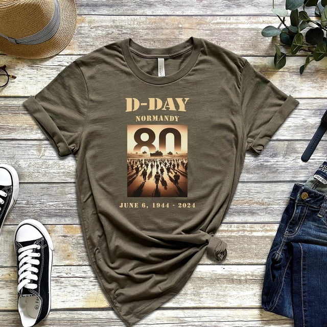 D-Day Normandy 80th Anniversary T-Shirt - Military History Tee ...