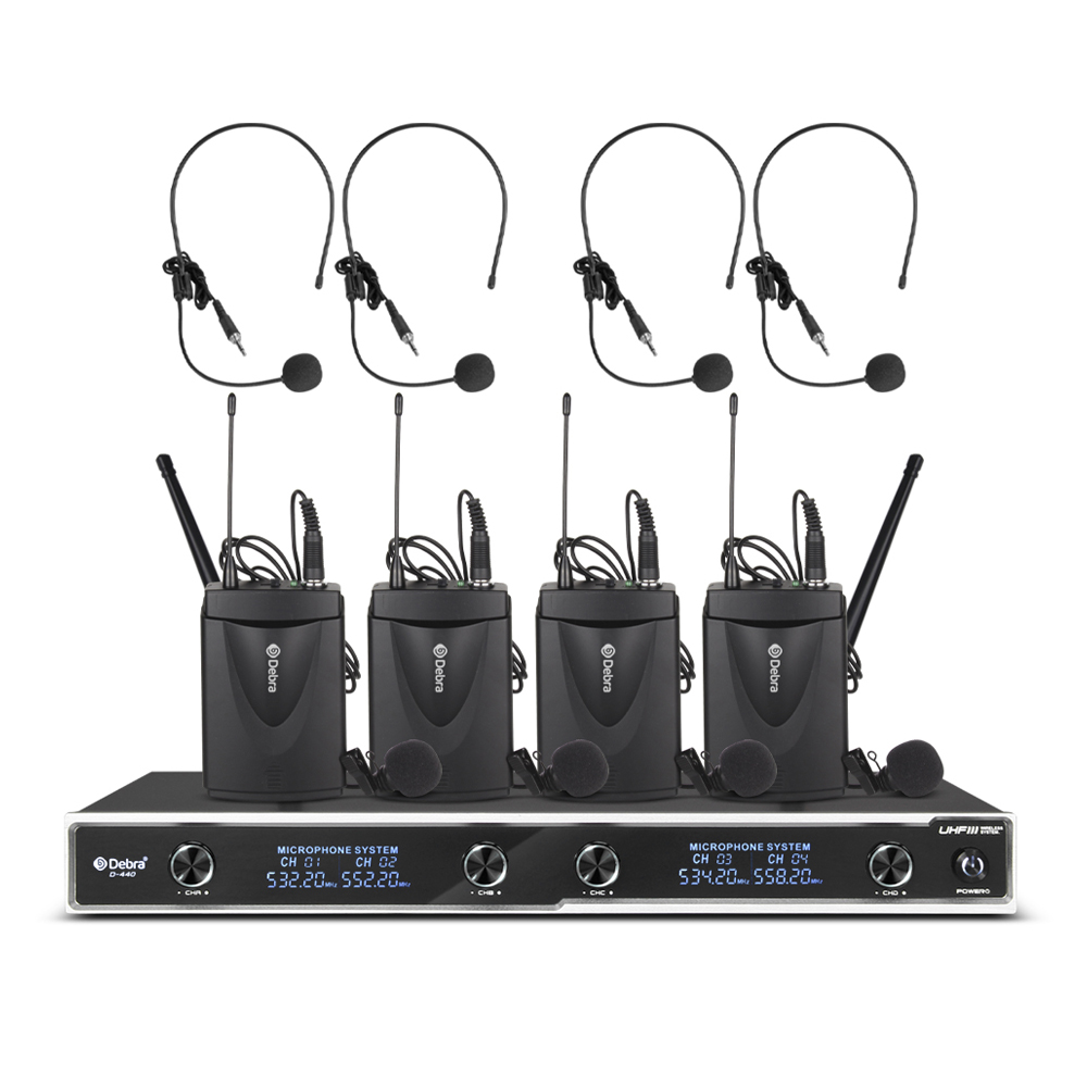 D Debra Audio D-440 UHF 4-Channel Wireless Microphone System with 4 ...