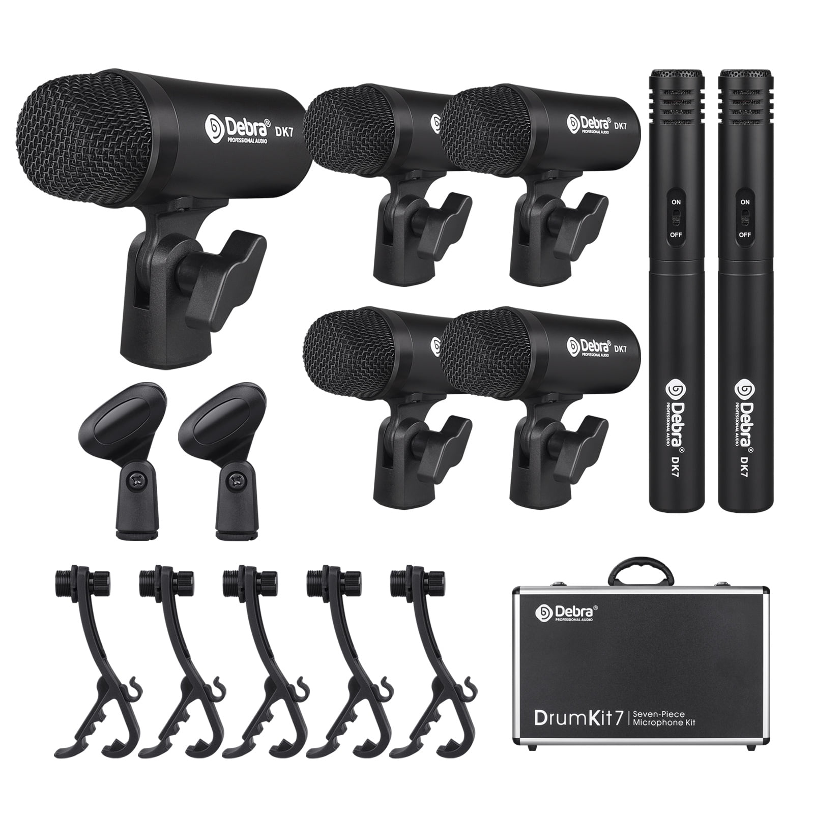 D Debra DK7 Pro 7-Piece Wired Drum Microphone Kit for Performing and ...