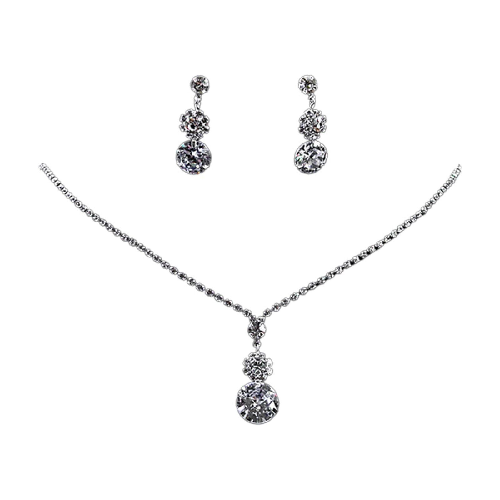 D Delicate Sweet Micro-Set Necklace And Earrings Jewelry Set For Women ...