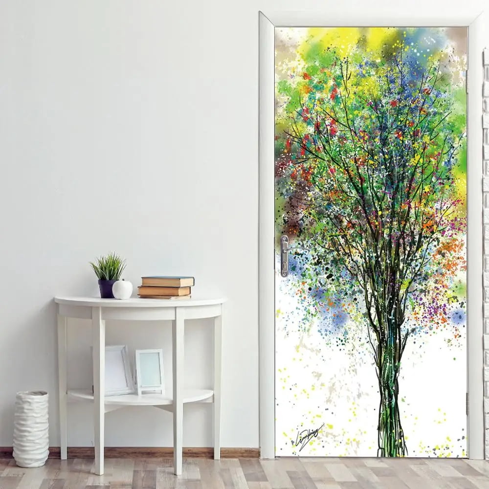 D Door Sticker DIY Decal Nordic Style Corridor White Self-adhesive Door ...