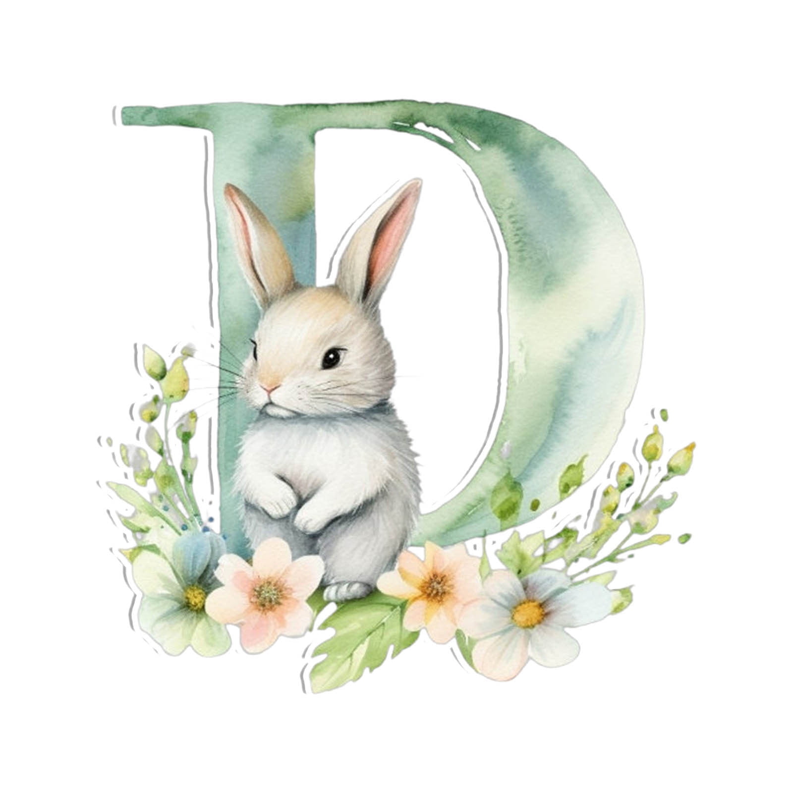 D Easter Acrylic Bunny Alphabet Letter Pendant 26 Letters Hanging ...