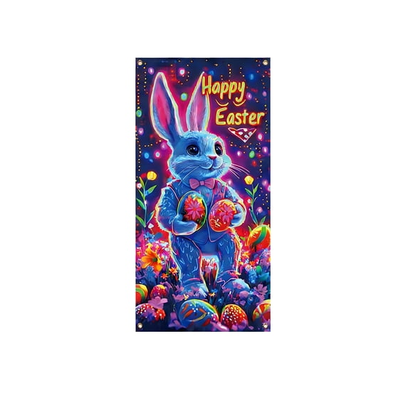 D Easter Door Curtain Party Decorations Polyester Fabric Door Cover For ...