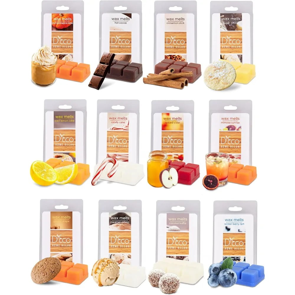 Fall & Winter Wax Melts - 12 Scents (2.5oz) - Mimosa, Coconut, Lemon ...