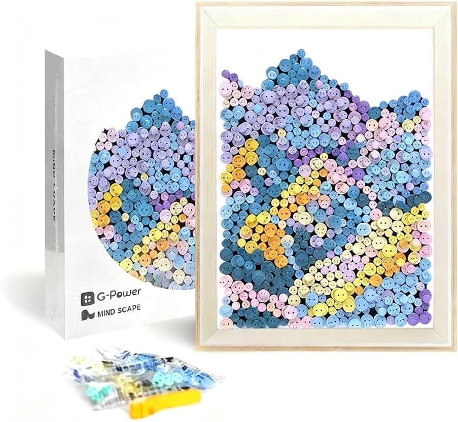 D Engaging Diy Button Art Painting Kit With Assorted Buttons For Crafts ...