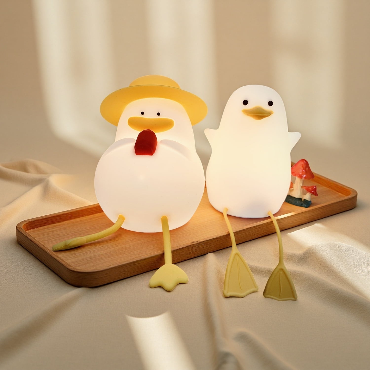 D.FAMILY Joyful Duck Night Light - Gentle Glow Bedside Lamp with Touch ...
