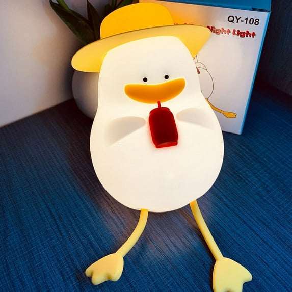 D.FAMILY Joyful Duck Night Light - Gentle Glow Bedside Lamp with Touch ...