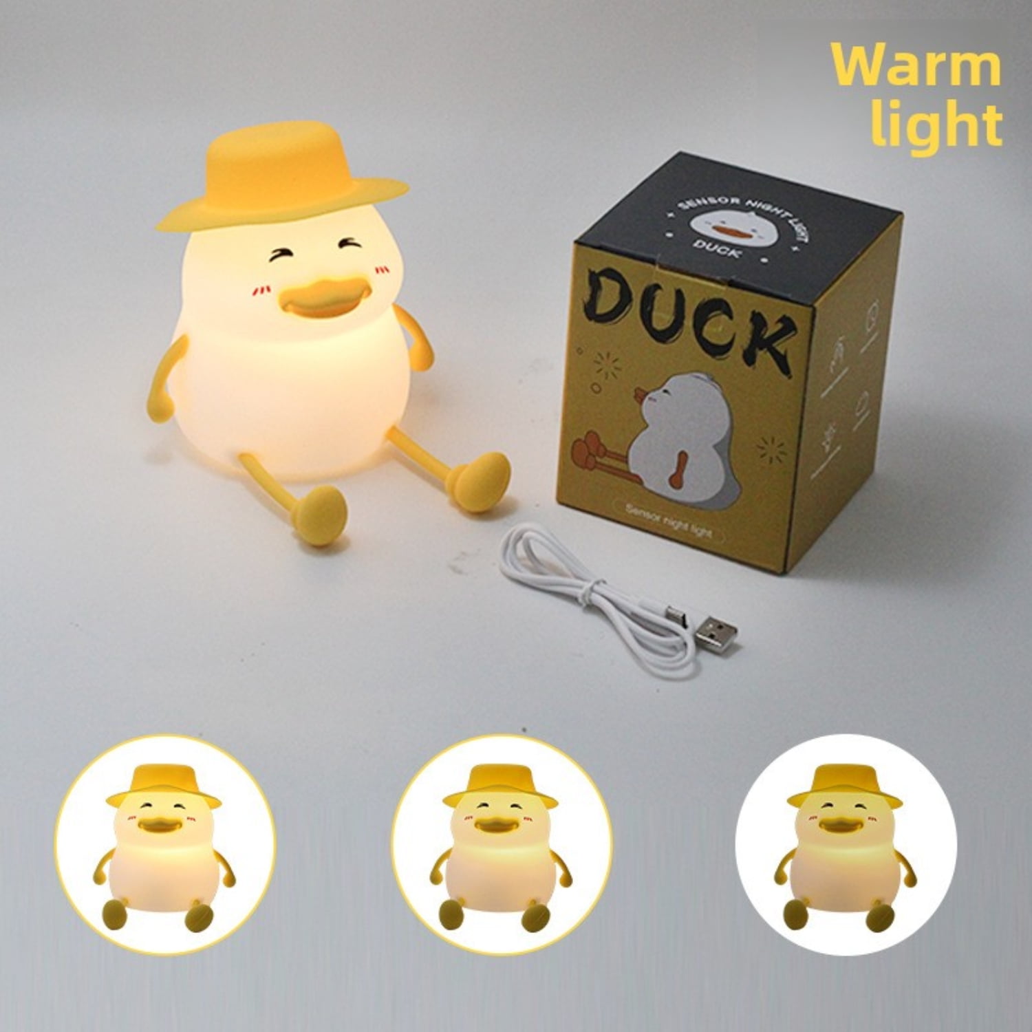 D.FAMILY Joyful Duck Night Light - Gentle Glow Bedside Lamp with Touch ...