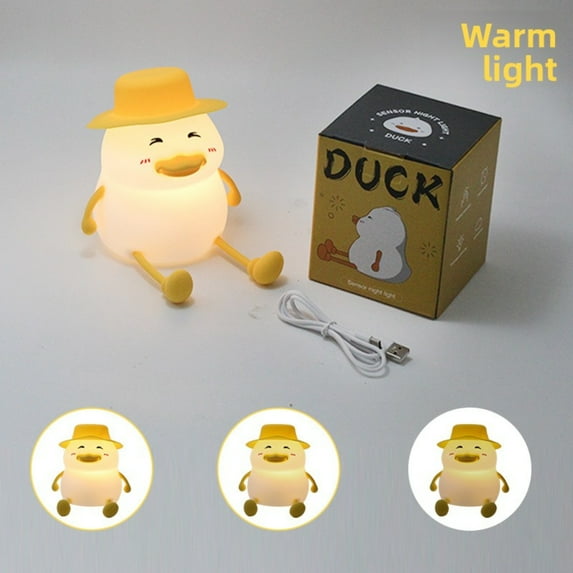 D.FAMILY Joyful Duck Night Light - Gentle Glow Bedside Lamp with Touch ...
