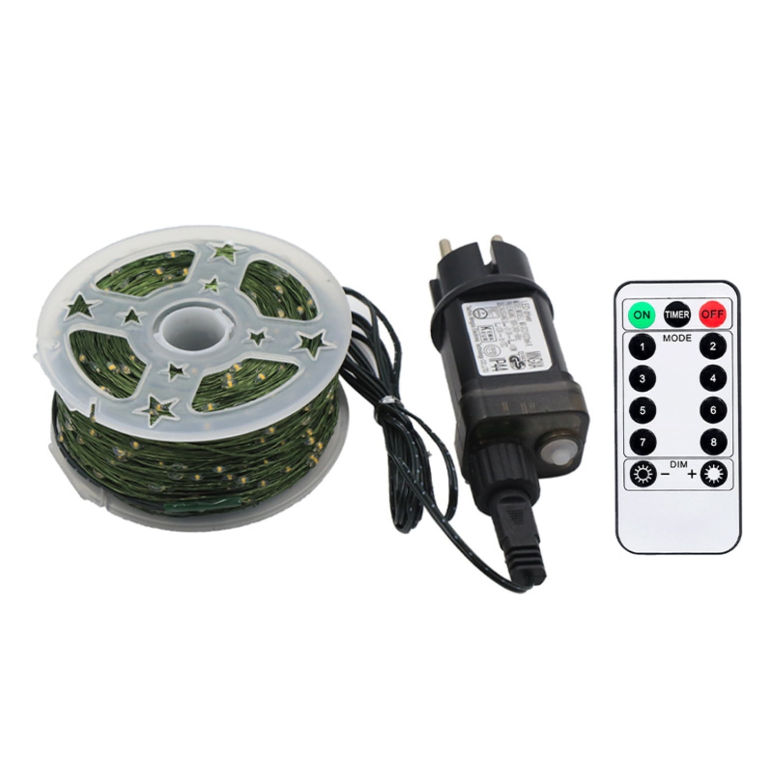 D.FAMILY Remote Control Christmas Tree Lights, 98FT Green Wire Starry ...