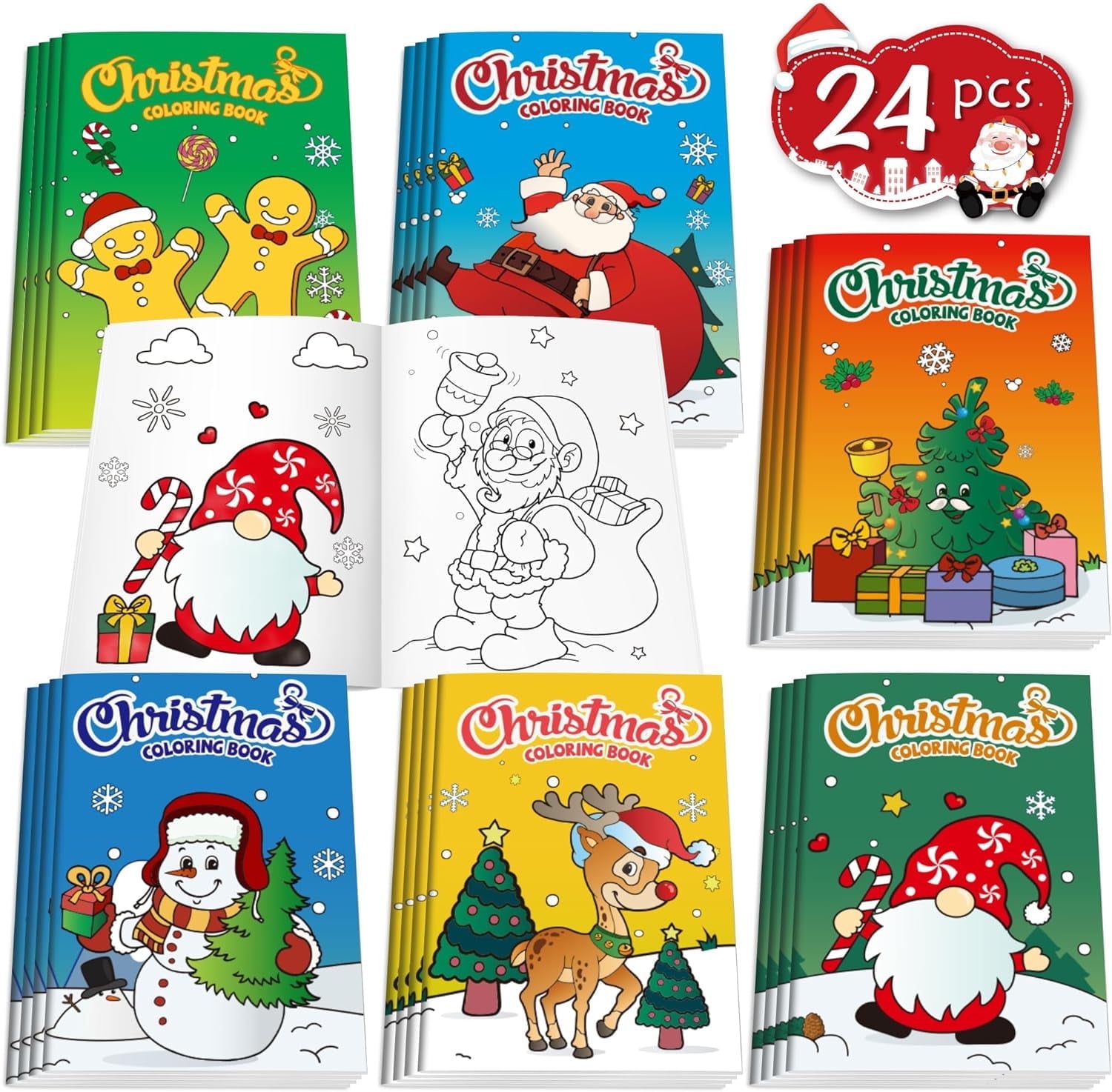D-FantiX 24Pack Christmas Coloring Book for Kids, Christmas Party ...