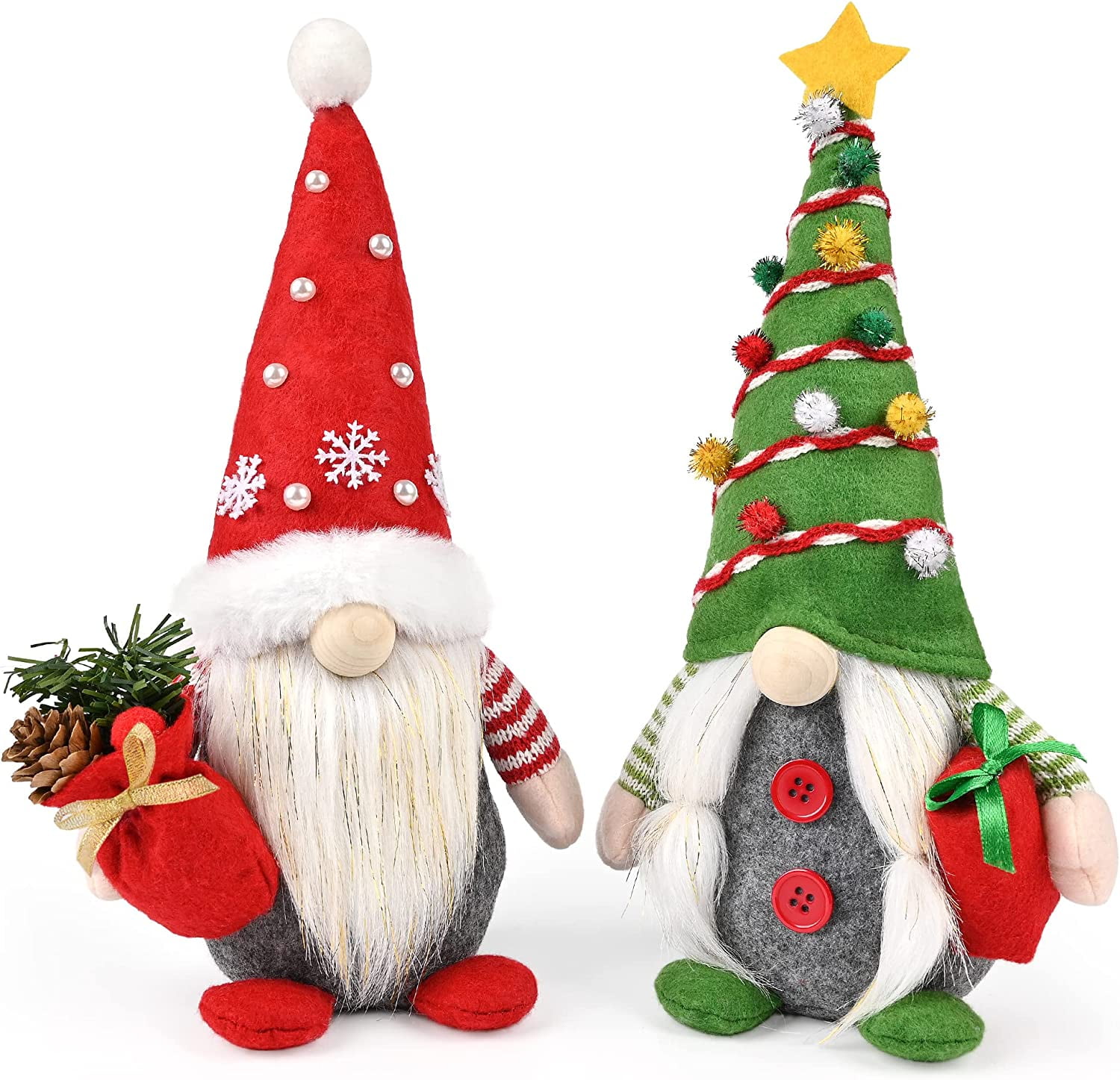D-FantiX Christmas Gnomes Decorations, 2PCS Handmade Swedish Tomte Xmas ...