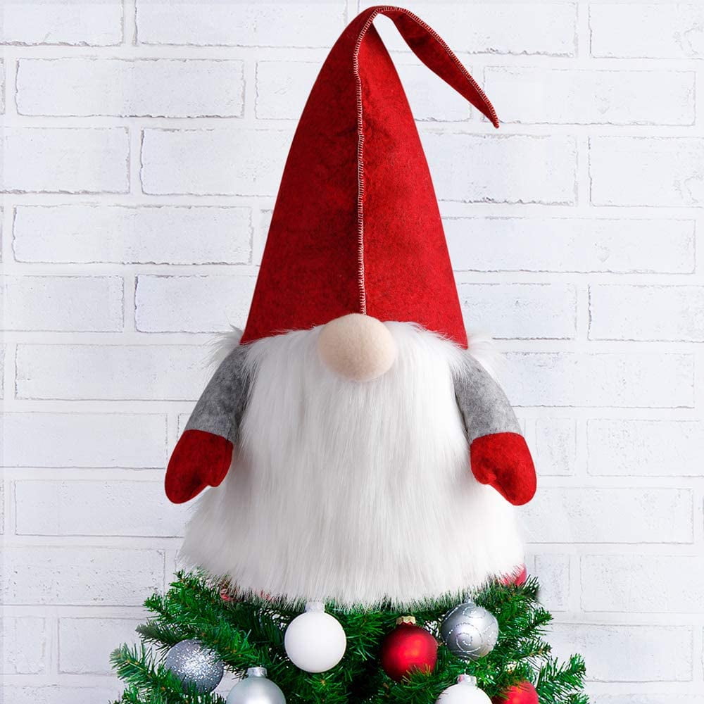 D-FantiX Large Gnome Christmas Tree Topper, Swedish Tomte, Santa Gnome ...
