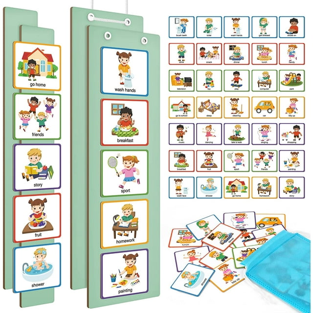 D-FantiX Visual Schedule Cards for Kids, Routine Chore Chart Magnetic ...
