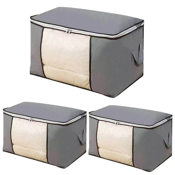 D Foldable Fabric Containers Set Of 3 For Seasonal Quilt And Clothing ...