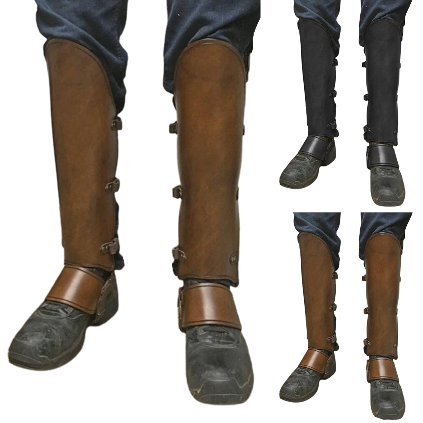 D-GROEE 1 Pair Vintage Rivets Gaiters, Boot Guard, Faux Leather Role ...