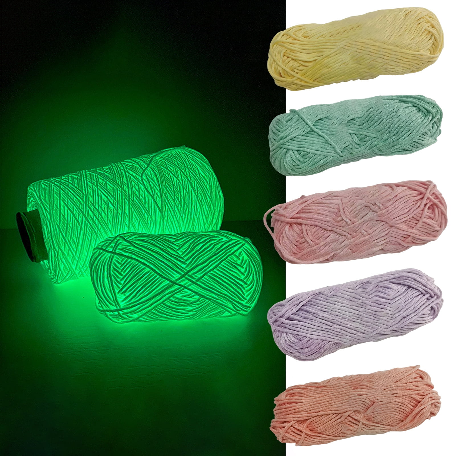 D-GROEE 1 Roll Glow in The Dark Yarn Luminous Knitting Crochet Yarn for ...